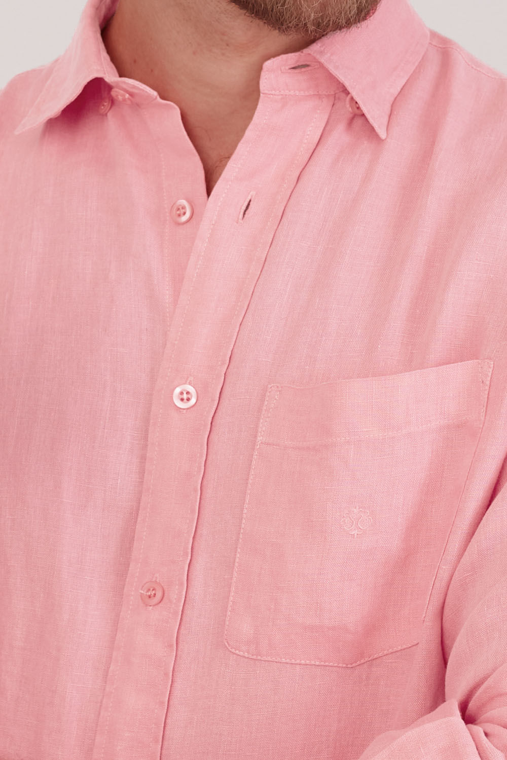 Camisa Puro Linho ML Rosa 011 09185