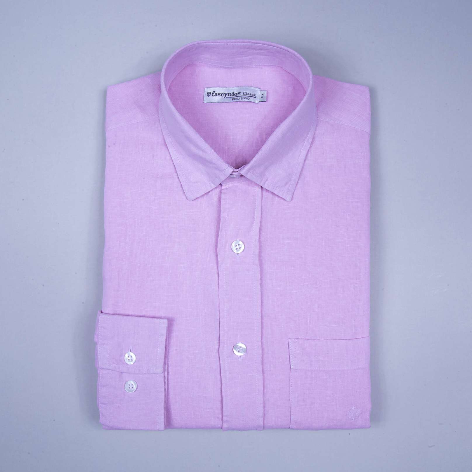 Camisa Puro Linho Tinturado ML Rosa 011 09935