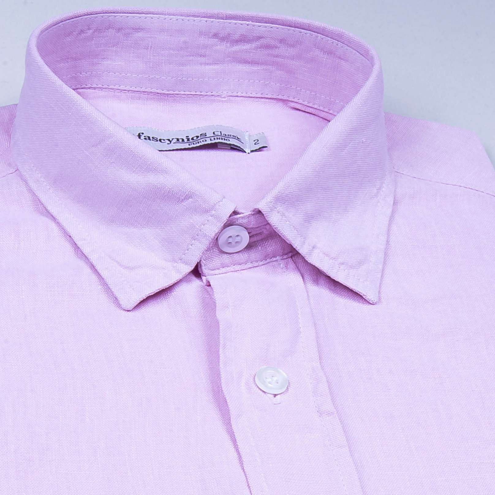 Camisa Puro Linho Tinturado ML Rosa 011 09935